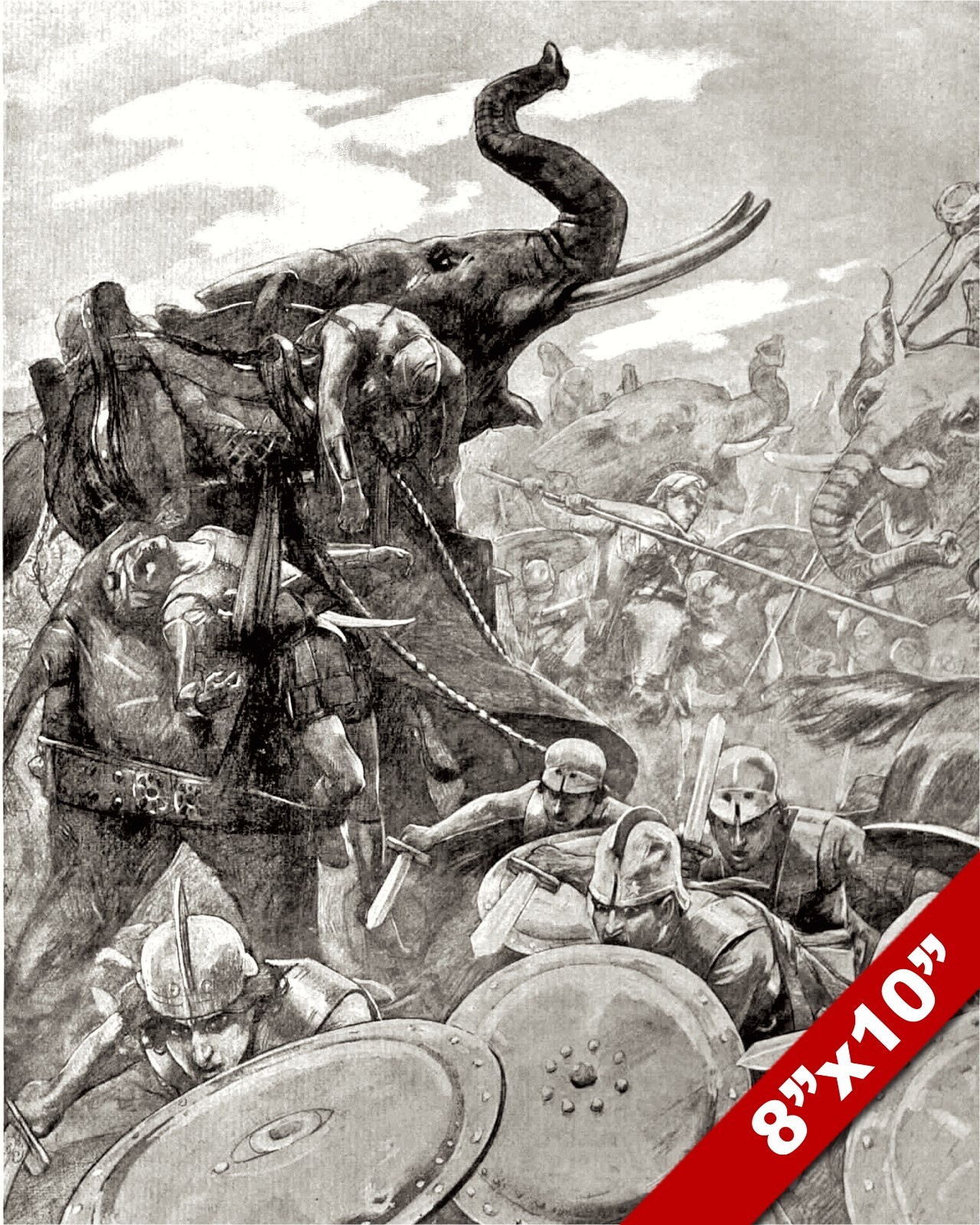 ALEXANDER THE GREAT PHALANX BATTLE OF HYDASPES PAINTING WAR ART CANVAS ...