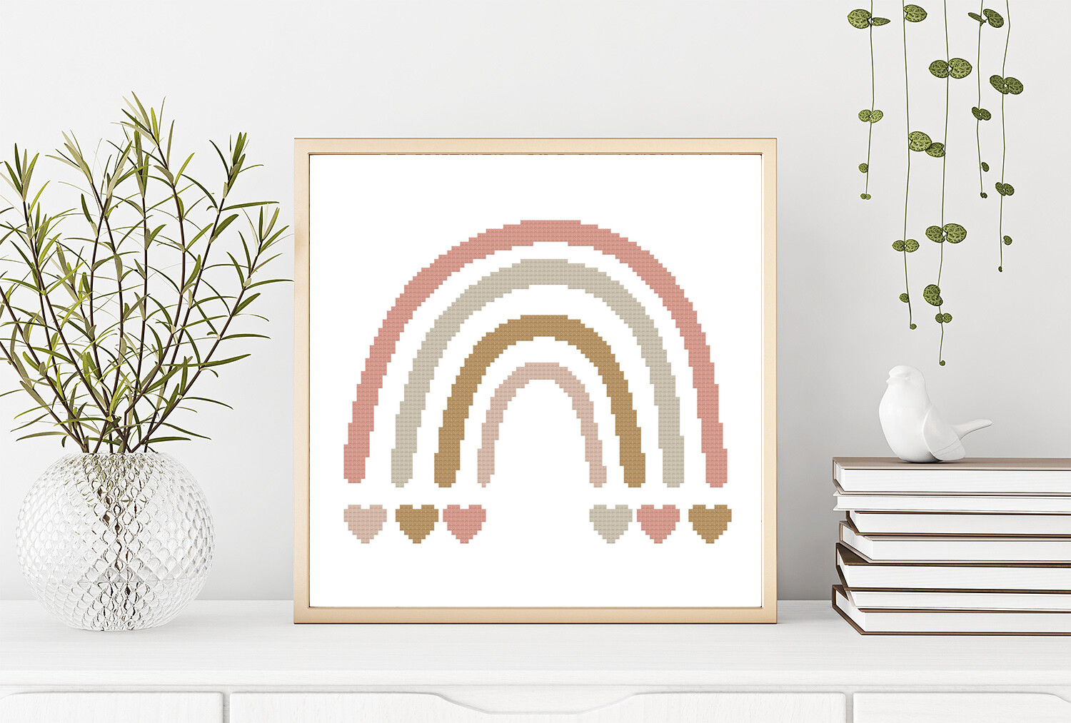 Boho Bohemian Rainb Hearts Nursery Counted Cross Stitch Pattern | eBay