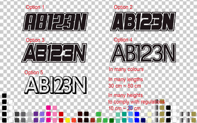 2x Boat Rego Stickers Registration Decal Marine Cast Vinyl 10~20cm high ...