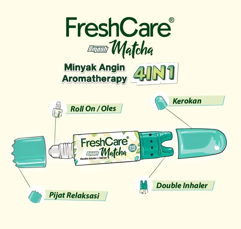 Fresh Care, Double Inhaler 0.9ml + Roll On 8ml, Smash Matcha (Pack of 1 ...
