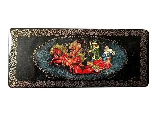 Antique Russian Hand Painted Signed Father Christmas Sleigh Box | eBay