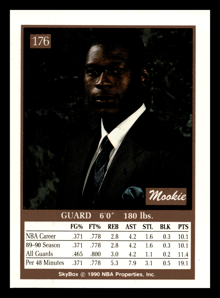 Mookie Blaylock RC 1990 SkyBox #176 Rookie New Jersey Nets Centered ...