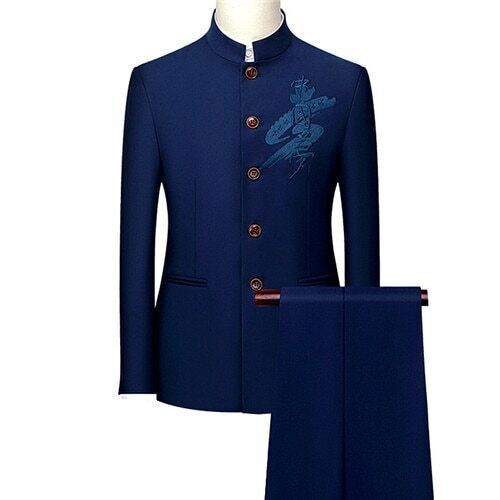 Fashion Men Retro Tang Suit 2 Piece Set Blazer Jackets Pants Outfits ...
