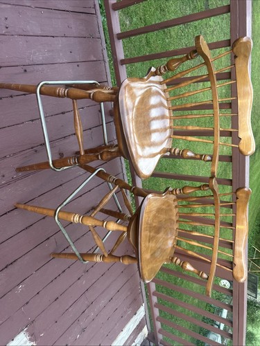 VTG Ethan Allen Maple Wood Nutmeg Heirloom Comb Back Swivel Mates ...