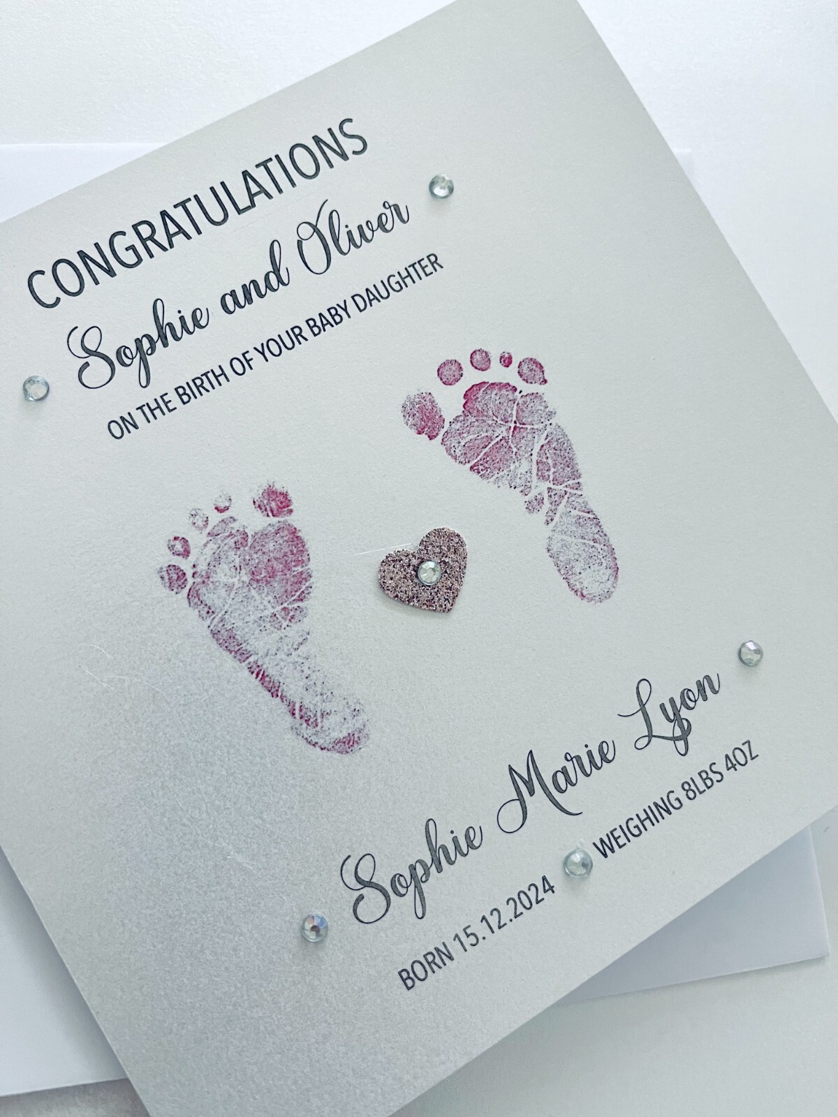 Personalised New Baby Card Welcome New Born Baby Girl or Boy Birth ...