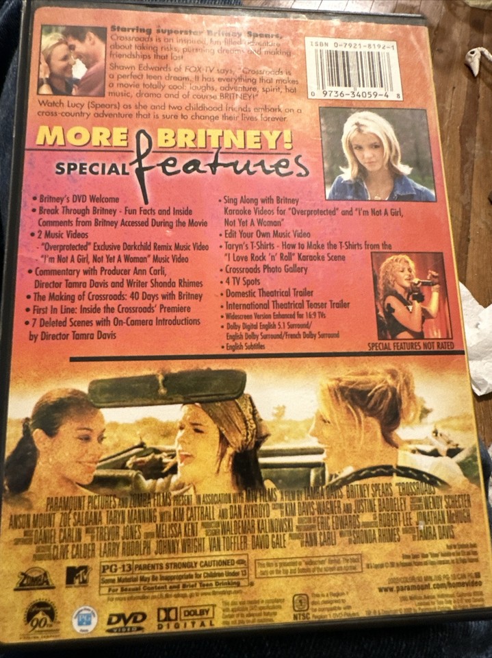 Crossroads DVD Special Collectors Edition Britney Spears Widescreen ...