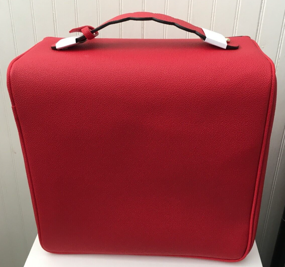 NEW Estee Lauder Red Train Case Travel Bag Makeup Cosmetic Zipper with ...