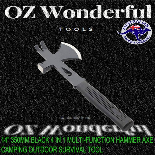 14" 350mm Black Multi-function Hammer Axe Camping Outdoor Survival Tool ...