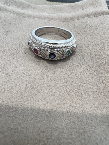 Judith Ripka Sapphire Ruby Emerald Twisted Cable Sterling Silver Ring Size 8.5 - munimoro.gob.pe