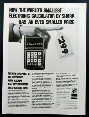 1971 SHARP ELSI-8 Electronic Calculator Magazine Ad - Worlds Smallest Calculator | eBay