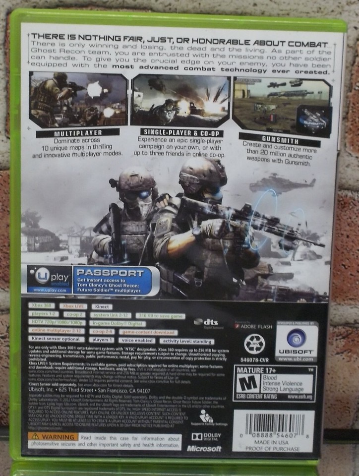 2012 Microsoft Xbox 360 - Ghost Recon: Future Soldier Video Game ...