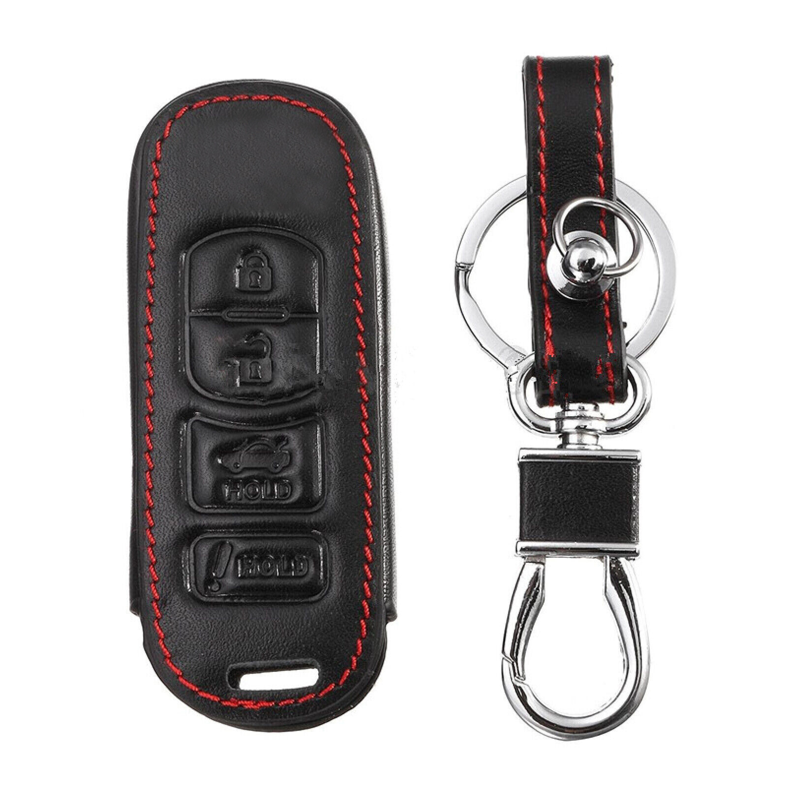 Remote Key Holder 4-Button PU Leather Case Cover For Mazda 3/6/CX5/CX7 ...
