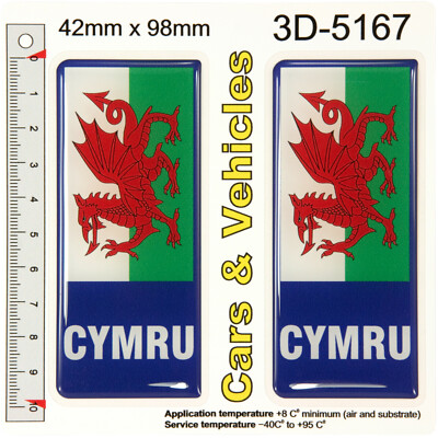 2x CYMRU Number Plate Blue Stickers Decals Badges Wales Welsh Flag ...