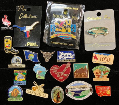 Lot Vtg Travel Souvenir Lapel Hat Pins USA States Boston Montana ...