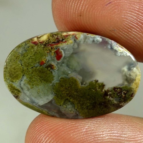 100% Natural Indonesian Moss Agate Oval Cabochon Gesmtone 16.90Cts. 16x ...