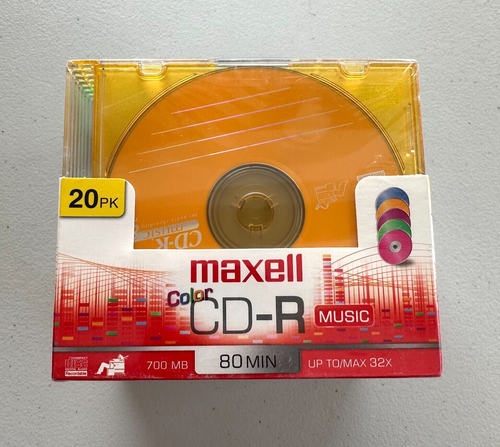 Maxell 20 Pack Color CD-R Music 700MB 80min Up To 32X Recording Speed ...