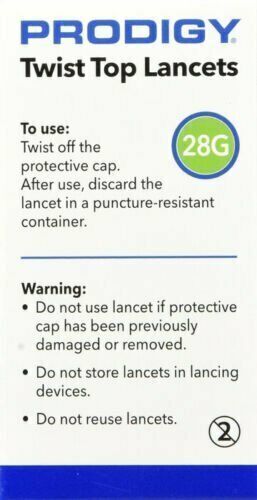 Prodigy Twist Top Sterile Lancets 28 Gauge Works Most Lancing Device ...