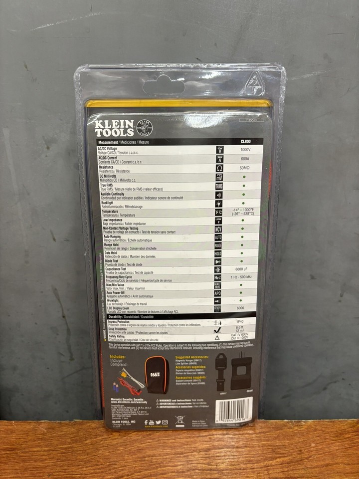 KLEIN TOOLS CL800 AC/DC TRUE RMS AUTO-RANGING DIGITAL CLAMP METER ...