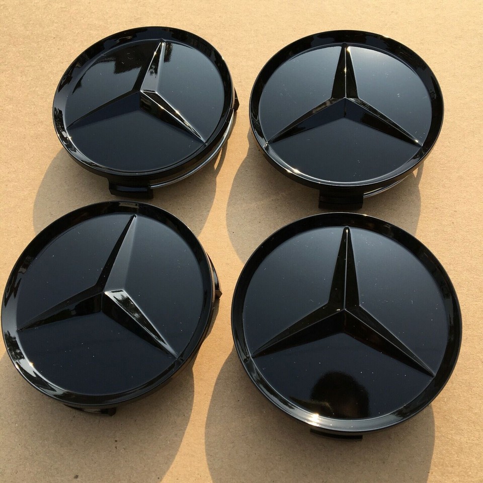 4X Wheel Center Caps 75mm Glossy Black Rim Emblem Hubcap Cover for ...