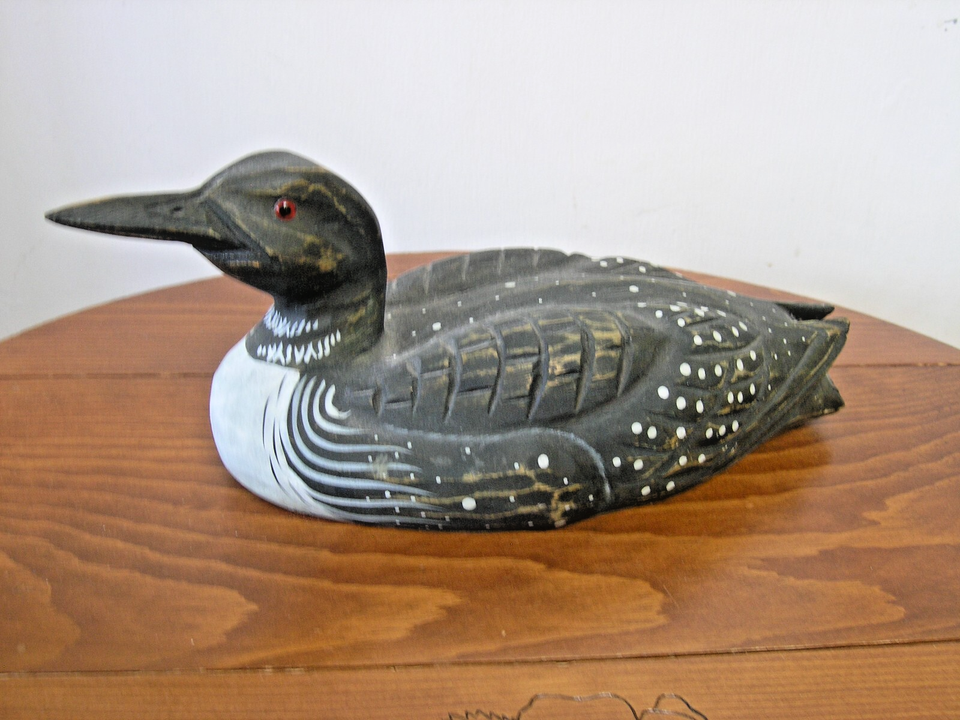 Carved Wooden Common Loon 12" Rustic | eBay