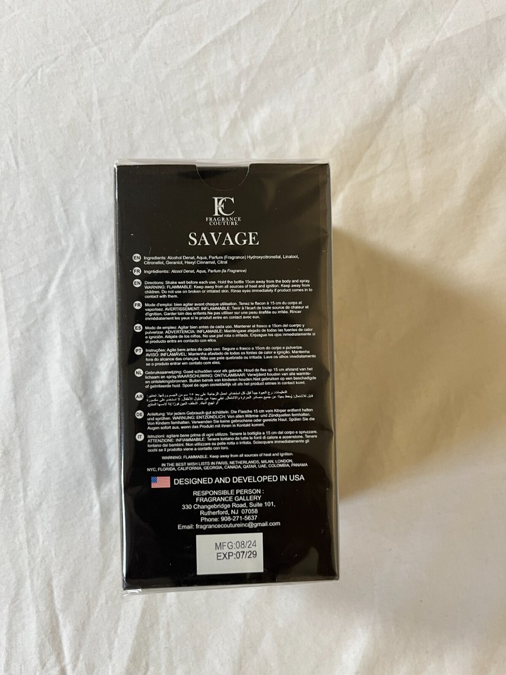 Savage For Men’s Perfume Eau De Parfum Spray 100ml Aftershave Gift For ...