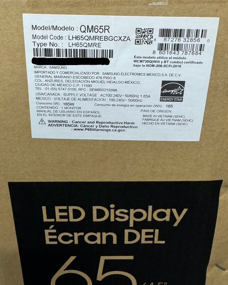 Samsung 65" Commercial LED LCD Signage Display 4K QM65R 887276328560| eBay