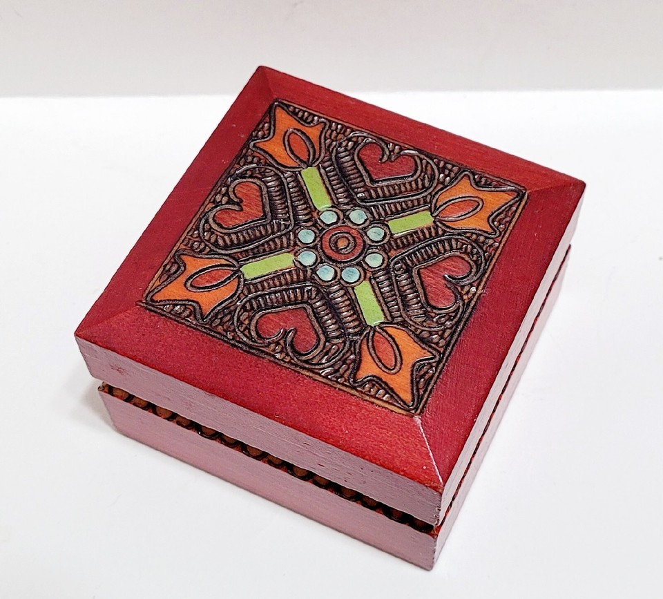 Trinket Box, Wooden, Carved, Made In Poland, 2.75" X 2.75" | eBay