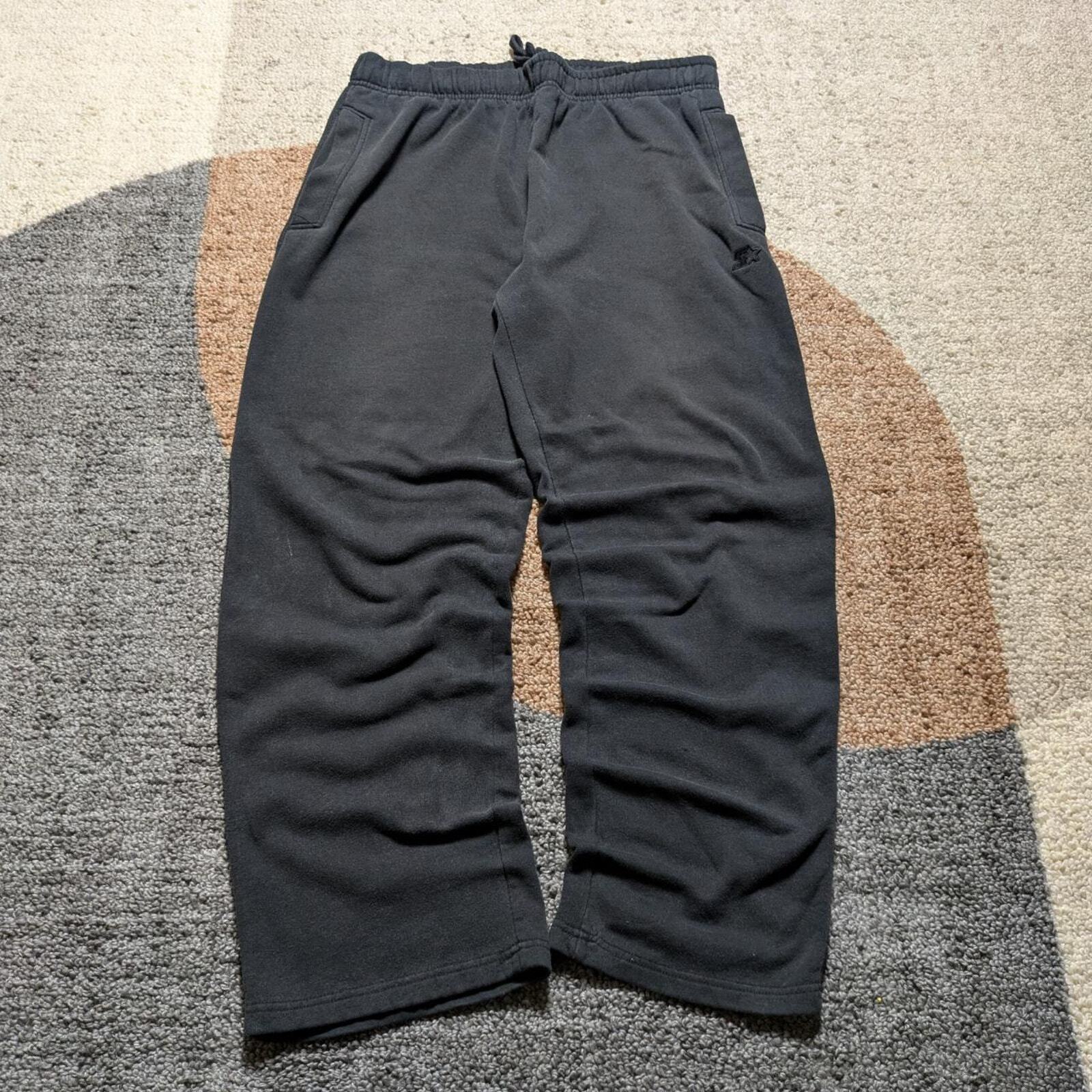 Starter Sweatpants Mens Medium Black Baggy Fit Y2K 2000s Straight Leg ...