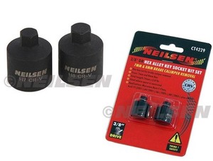 BRAKE CALIPER BOLT SOCKET SET 7mm & 8mm Hex Stubby 3/8" Drive Short ...