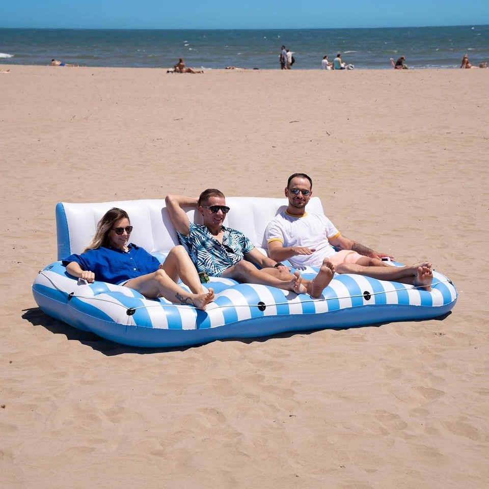Zone Tech Inflatable Pool Float - 3 Person Pool Float Lounger Chair ...