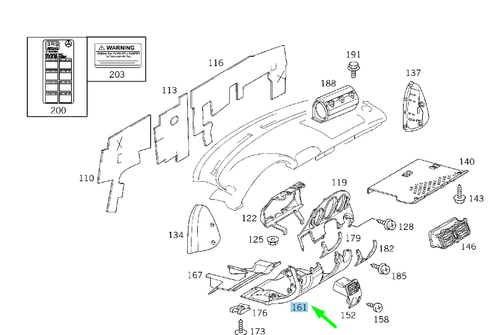 NEW MB SLK R170 BELOW INSTRUMENT LOWER PANEL LHD A17068015877211 ...