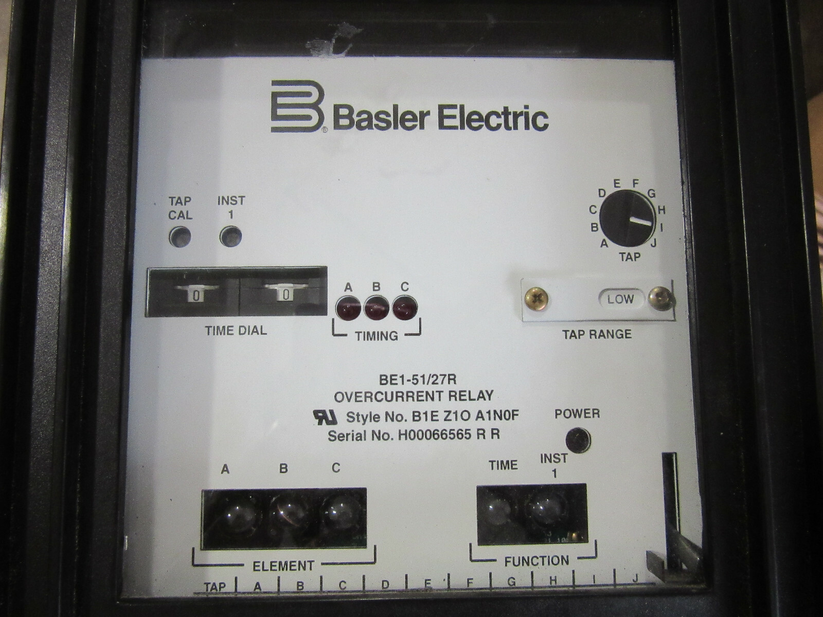 Basler BE1-51/27R Overcurrent Relay Style B1E Z1O A1N0F Very Good ...