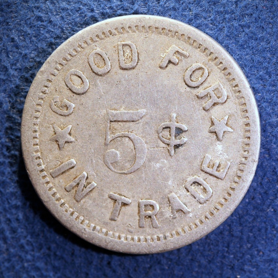 Nice South Carolina cotton mill token - W.P. Stringfield, 5¢, Bath, S.C ...
