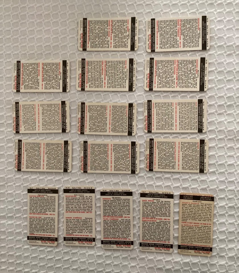 Lot Of 16 - Red Rose Blue Ribbon Tea collectible Cards - Brooke Bond ...