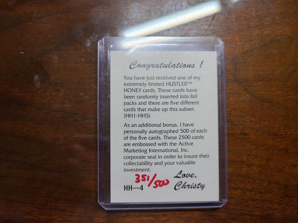 1992 PREMIER EDITION HUSTLER HH4 AUTOGRAPH CHRISTY CANYON #351 of 500 ...