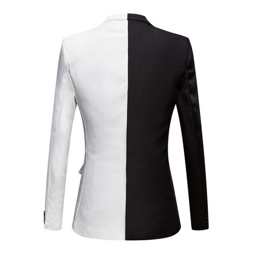 Men Two Tone Splice Jacket Suit Blazer Coat Prom Dance Show Garment ...