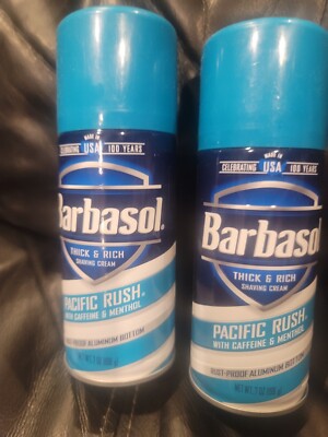 2 x Barbasol PACIFIC RUSH with Caffeine and Menthol Shaving Cream 7oz ...