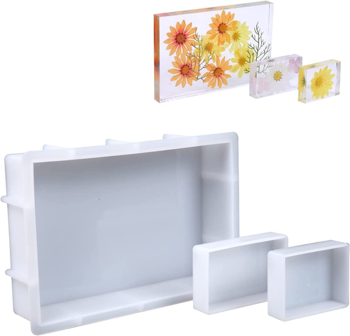 3 Pcs Rectangular Silicone Molds for Resin, Large Resin Mold Glossy ...