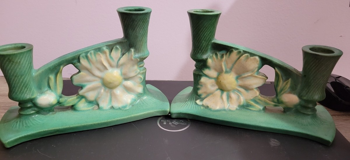 Roseville Pottery Candlesticks Lot Roseville Donatello Jardiniere
