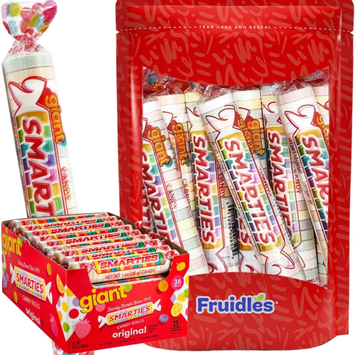 Giant Smarties Hard Candy Roll, Assorted Flavors, Individually Wrapped ...