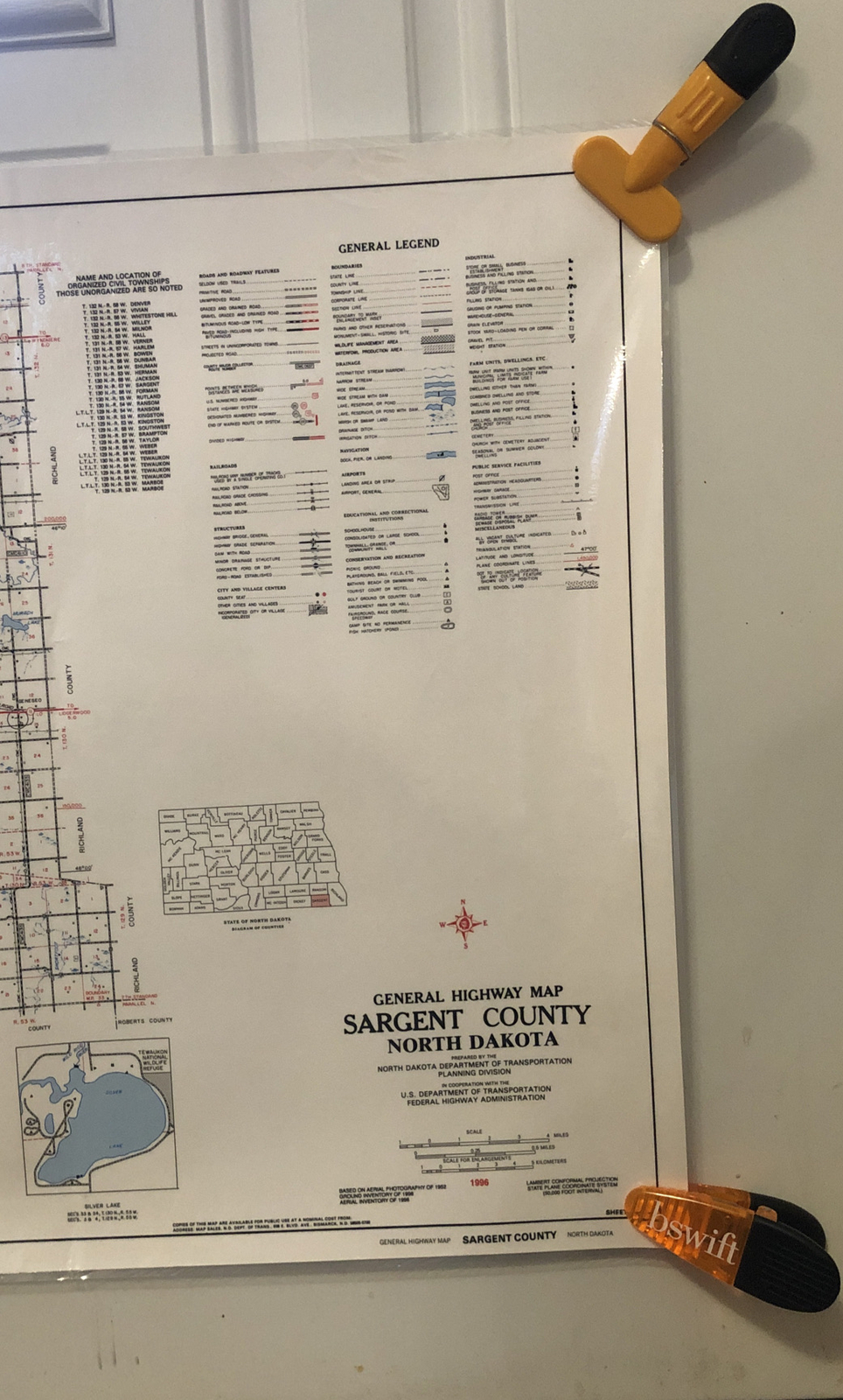 2- North Dakota LAMINATED Contiguous County Maps Dickey & Sargent 1996 ...