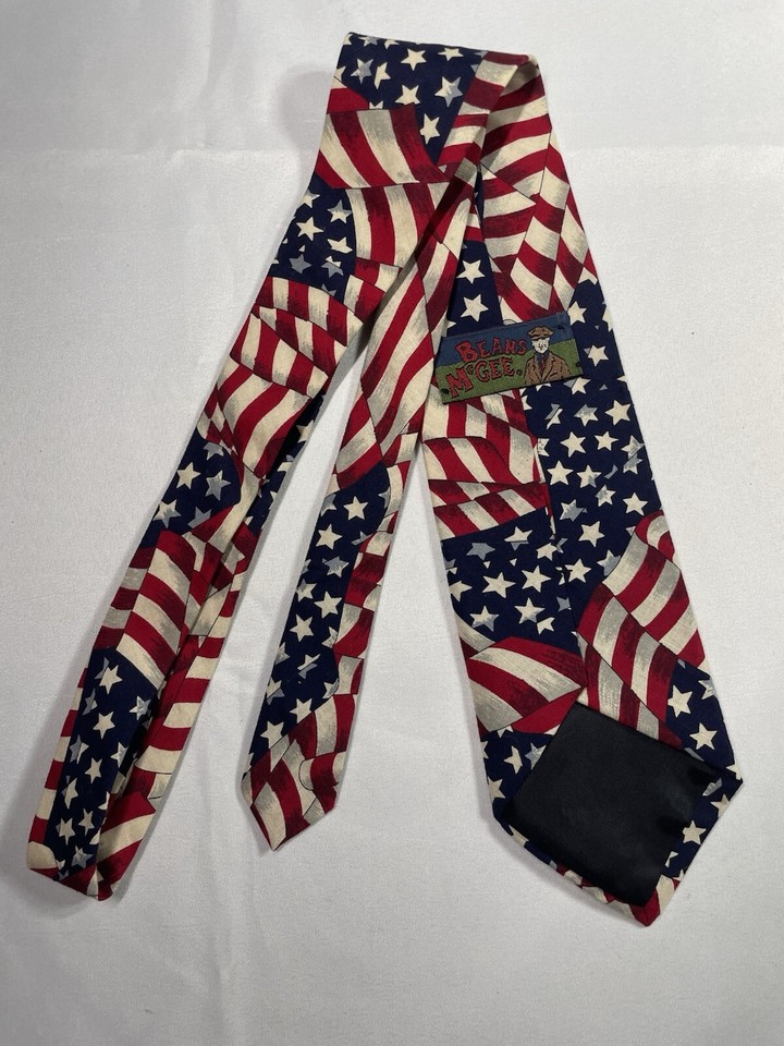 Beans McGee American Flag Mens Neck Tie Cotton Red White Blue 56 Inch ...