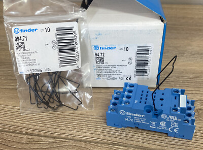 10 Ea. - FINDER 94.72 Relay Base Socket & 94.71 Retaining Clip | eBay