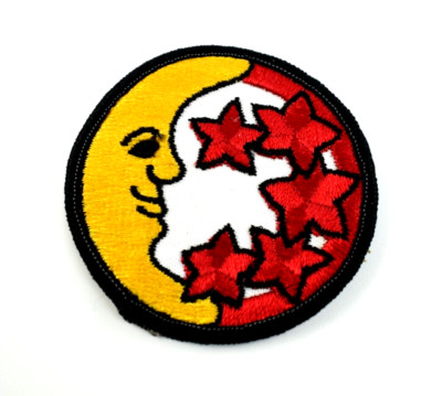 Yellow Crescent Moon Red Stars Embroidered Iron on Sew on Patch ...