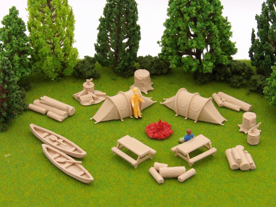 15 pc - Tubular Tent Camping - HO Scale 3D Camping Railroad Train ...