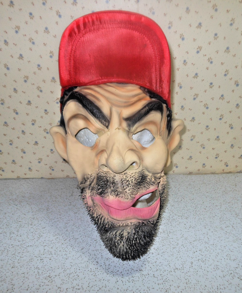 Gemmy red hat MAGA scruffy bearded man Halloween mask 2015 | eBay