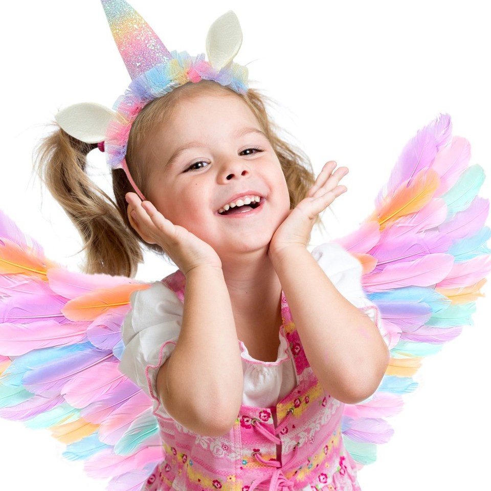 Childrens Hair Accessories Unicorn-theme Hairhoop Kid Fairy Wing Prop ...