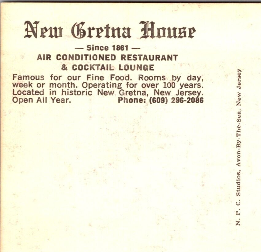 New Gretna House New Gretna NJ Chrome Postcard B27 | eBay