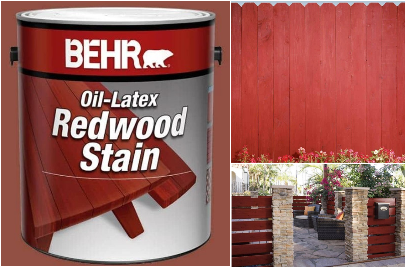 Flat Oil-Latex Redwood Stain 1 Gal., Solid Color Smooth Exterior Wood ...