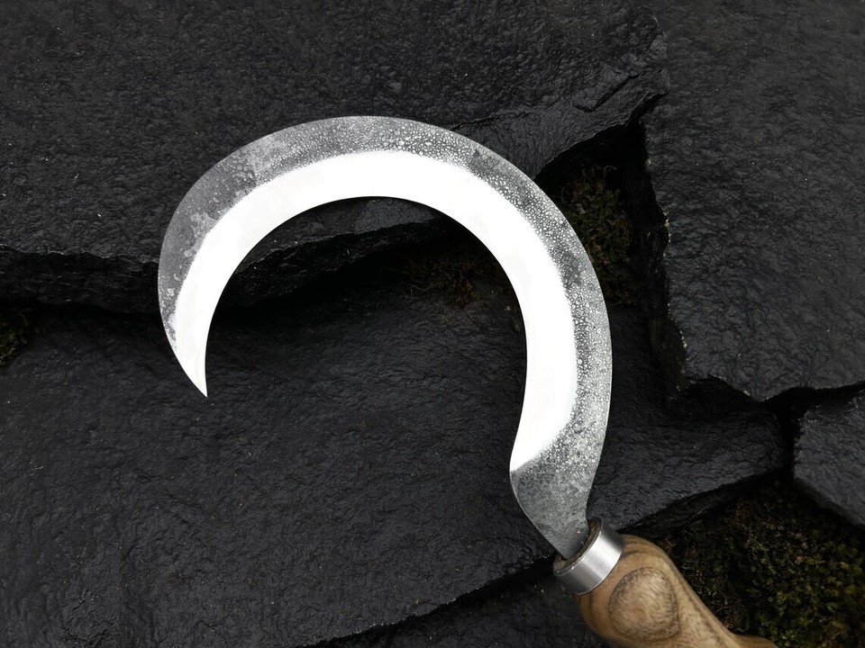 PremiumForge - Hand Forged Sickle, Carbon Blade, 52100 Steel, Ergonomic ...